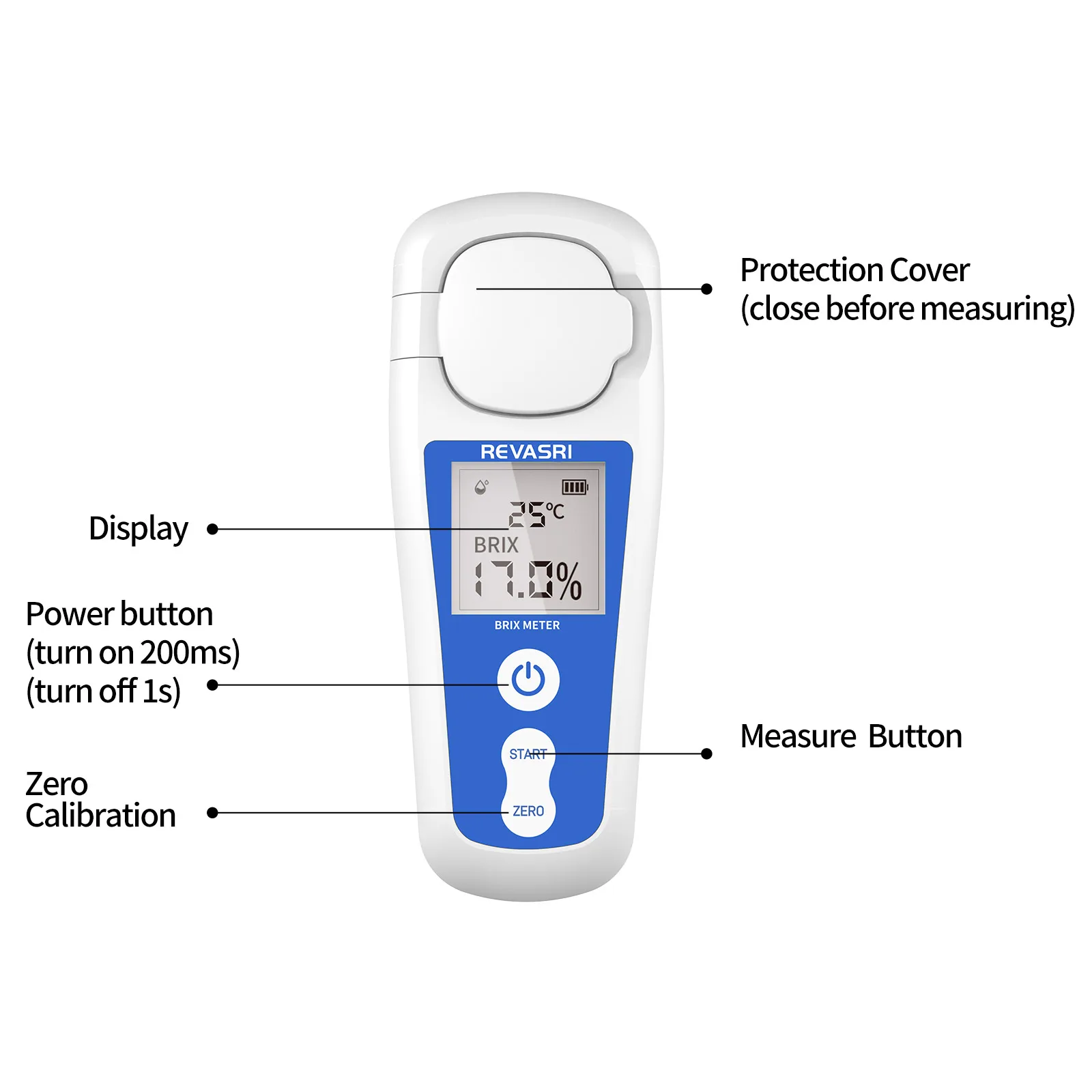 REVASRI BM04S Digital Brix Refractometer Rechargeable Brix Meter