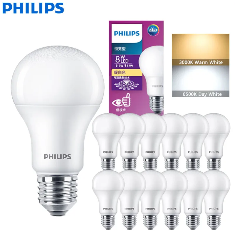Philips MyCare LED E27 Ball Bulb 8W 10W 12W Energy Saving 3000K 6500k ...