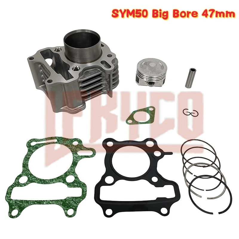 47mm Big Bore Cylinder Block Kit For SYM Mio Allo Cello Orbit Fiddle 2 ...