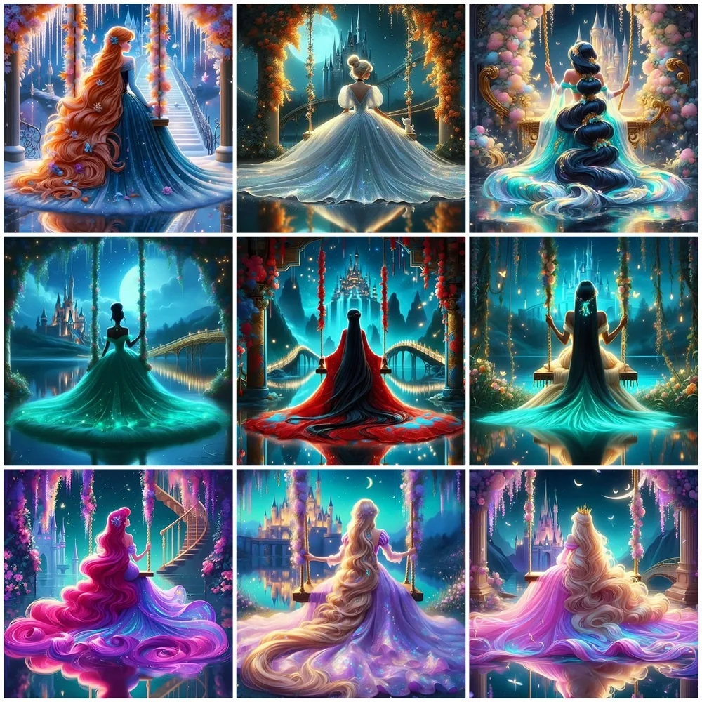 Disney-Fantasy-Coloring-By-Numbers-Cinderella-Princess-DIY-Art-Painting ...