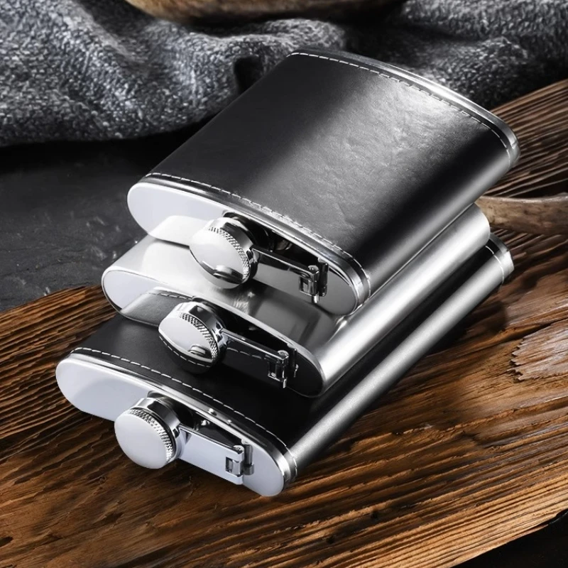 GIANXI Outdoor Stainless Steel Hip Flask Wine Whisky Pot With Leather ...