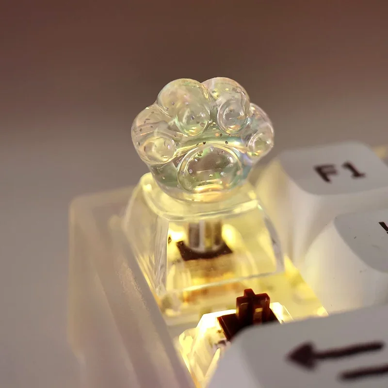 Creative-Transparent-Cat-Claw-Keycap-Cute-Sparkling-Pink-Mechanical ...