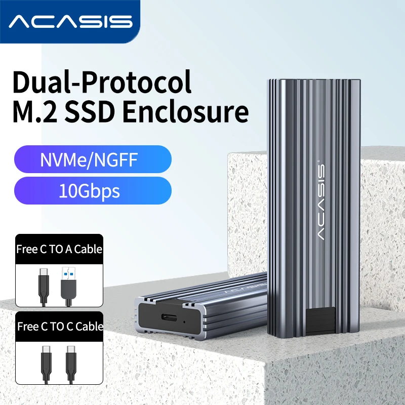 ACASIS SSD 케이스 타입 C 3.1, SATA 및 NGFF 인클로저, M.2 SATA NGFF 솔리드 스테이트 드라이브 ...