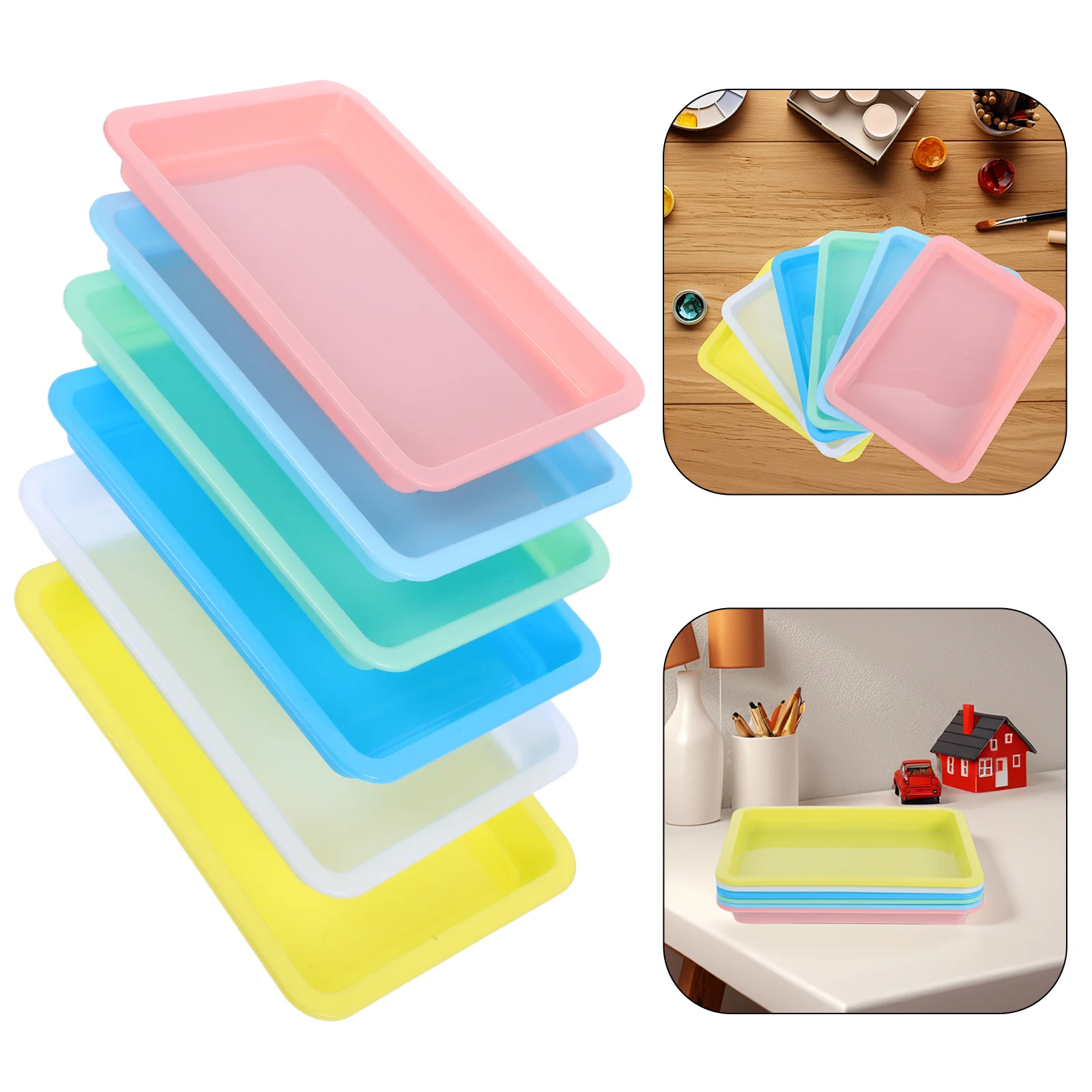 6pcs Colorful Plastic Art Trays Thickened Non-Slip Base For Crafts ...
