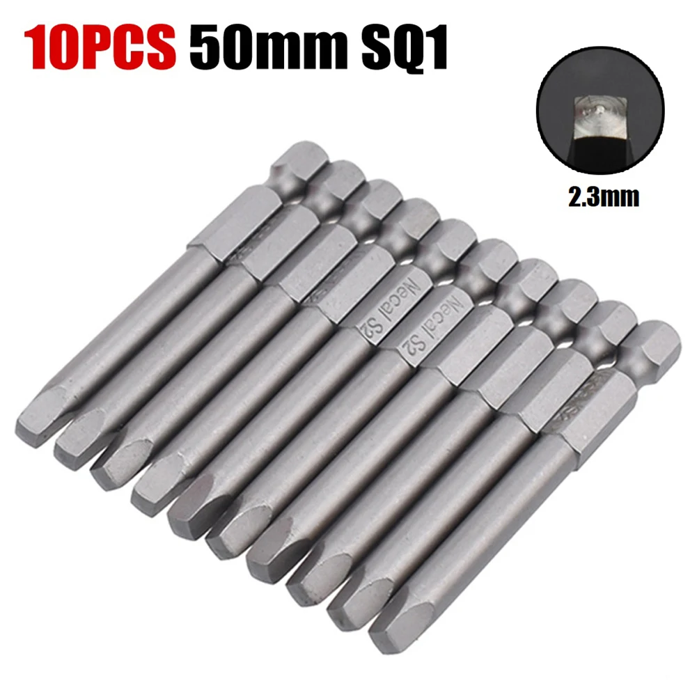 10pcs-SQ1-Magnetic-Screwdriver-Bits-Square-Head-Hex-Shank-50mm-For ...