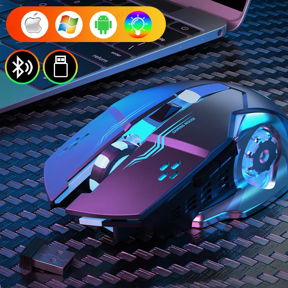 Wireless Mouse Charging Gaming Mouse Mute Bluetooth Backlit Mouse ...