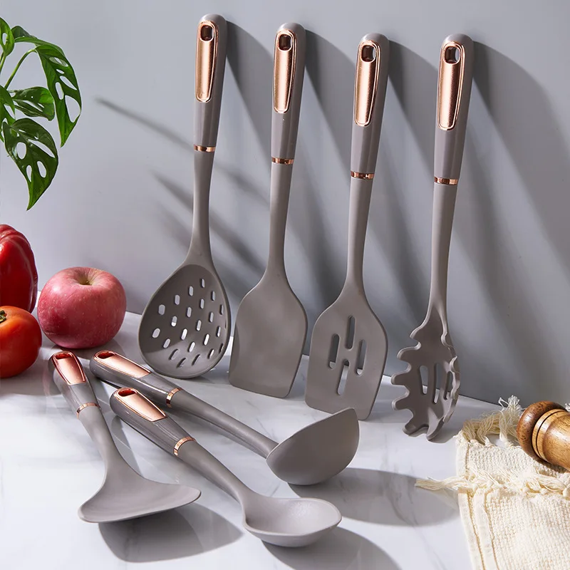 Household-food-grade-silicone-kitchen-utensils-with-storage-bracket ...