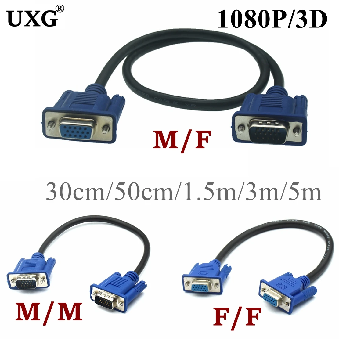 25cm 0.25m Hd15pin Vga D-sub Short Video Cable Cord Male To Male M/m ...