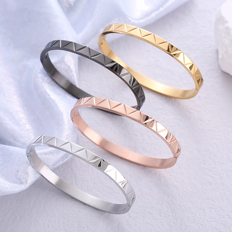 316L Stainless Steel Gold Color Bangles 2023 New Trend Open Geometry Bracelet For Women Men ...