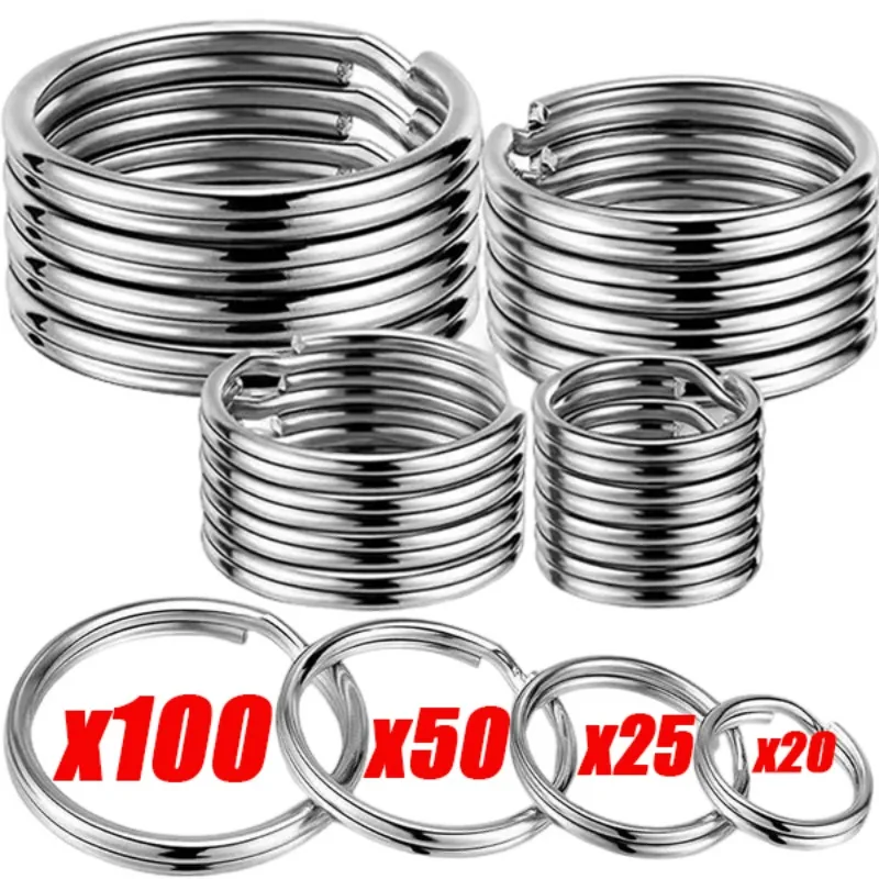 100-20pcs-Metal-Keychain-Car-Key-Ring-Combination-Sets-30mm-25mm-20mm ...