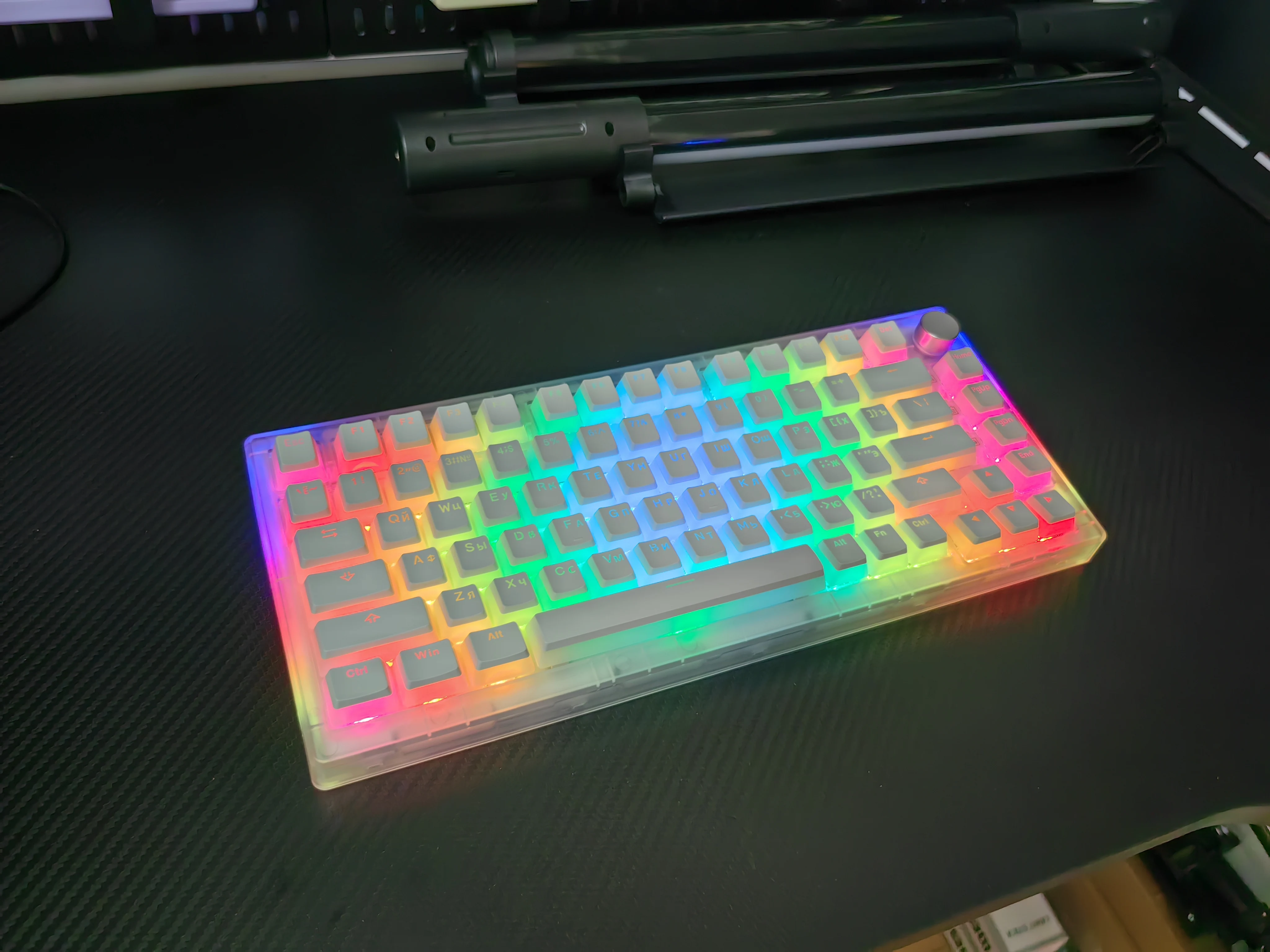 Wireless-Russian-keyboard-75-mechanical-keyboard-translucent-pudding ...