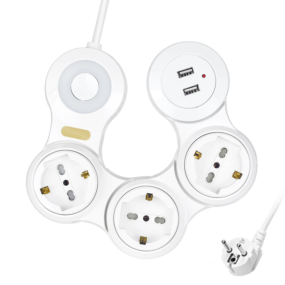 SRAN-Foldable-Power-strip-eu-plugs-and-usb-5V-2-4A-1-6m-Extension-Cable ...