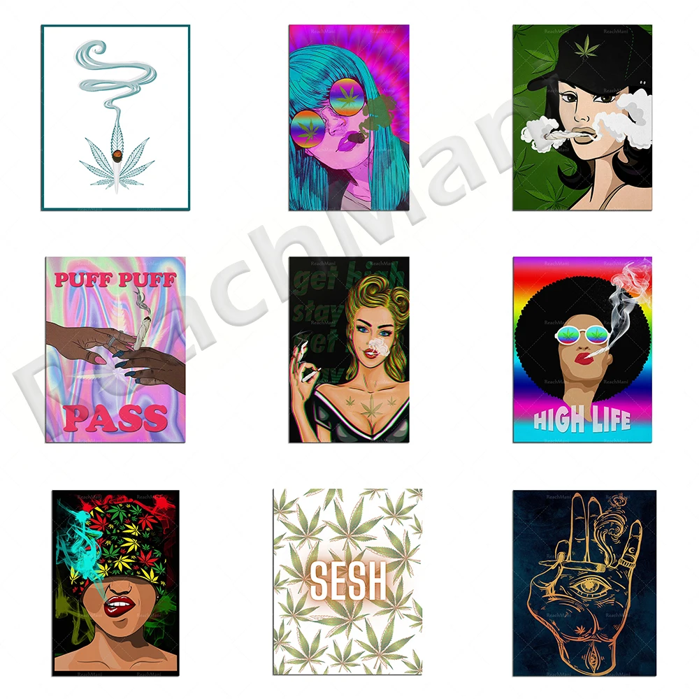 green-plant-girl-smoking-weed-picture-wall-art-decor-poster-smoking ...