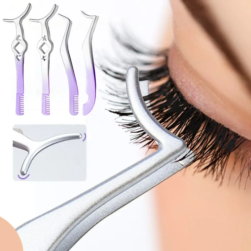 Color Eyelash Comb Tweezers Carbon Steel Professional Pincet Lashes ...