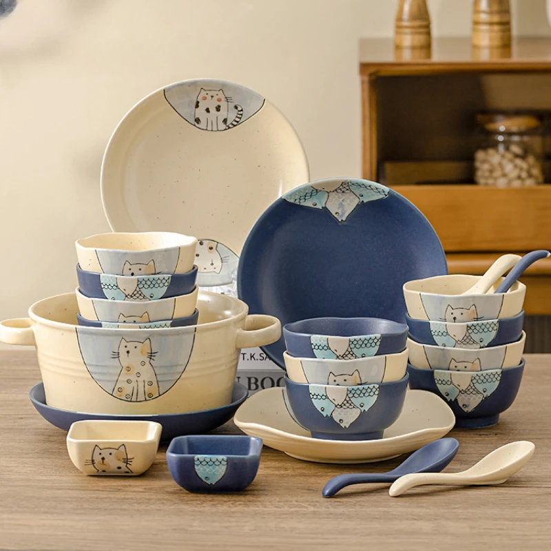Cute-cutlery-bowl-set-home-Japanese-cartoon-ceramic-bowl-bowl-with ...