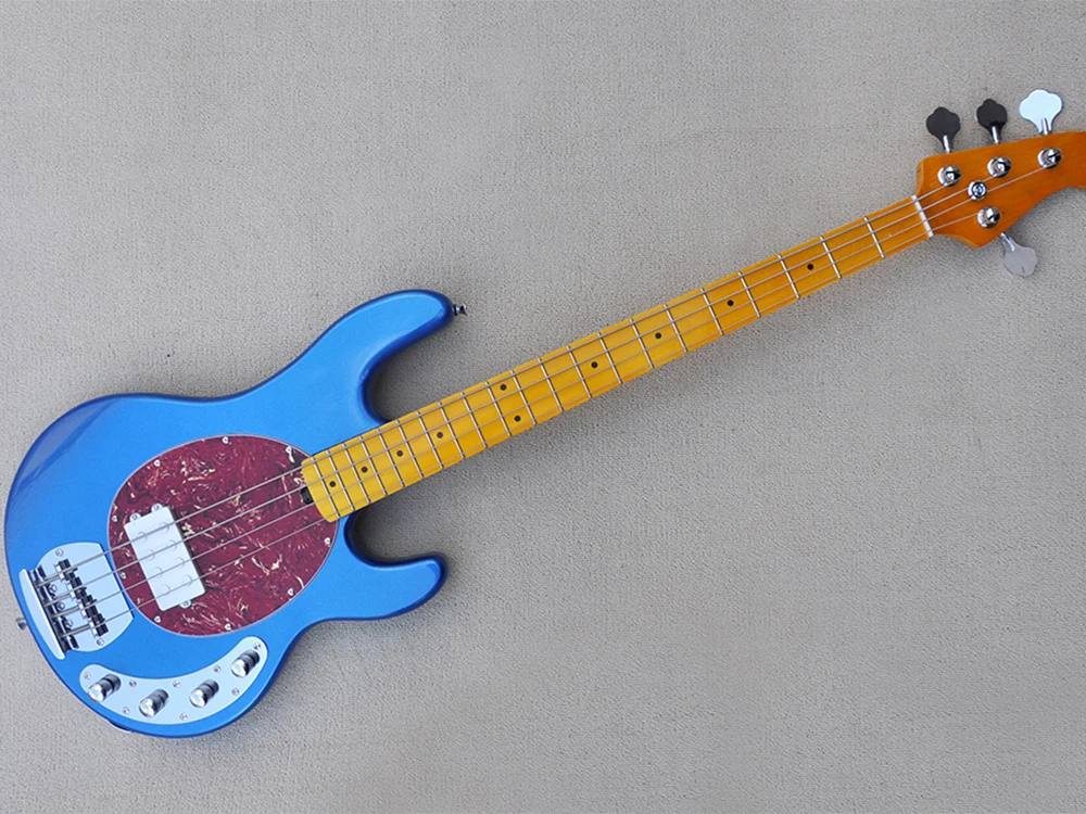 4-Strings-Metal-Blue-Electric-Bass-Guitar-with-Maple-Fretboard-Red ...