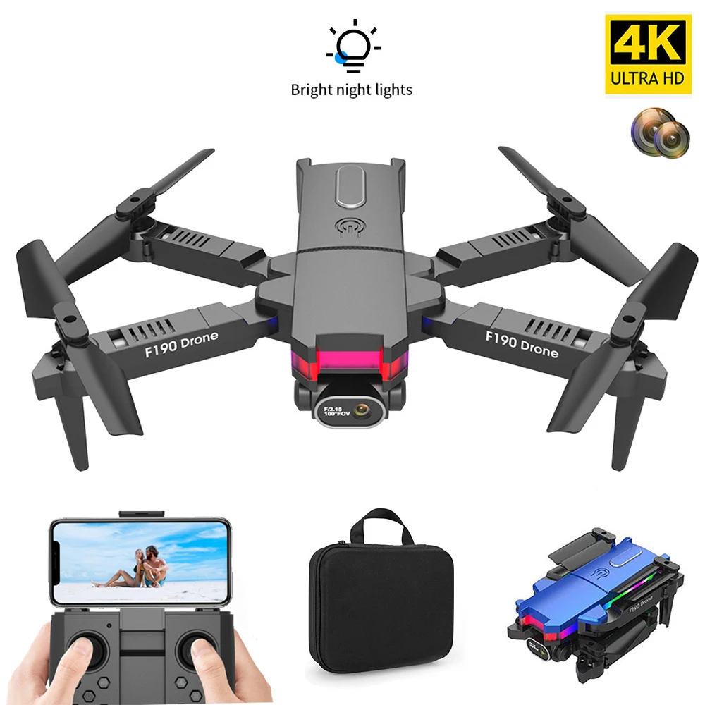 Mini Dron F190 4K HD WIFI FPV, cuadricóptero plegable con cámara gran ...
