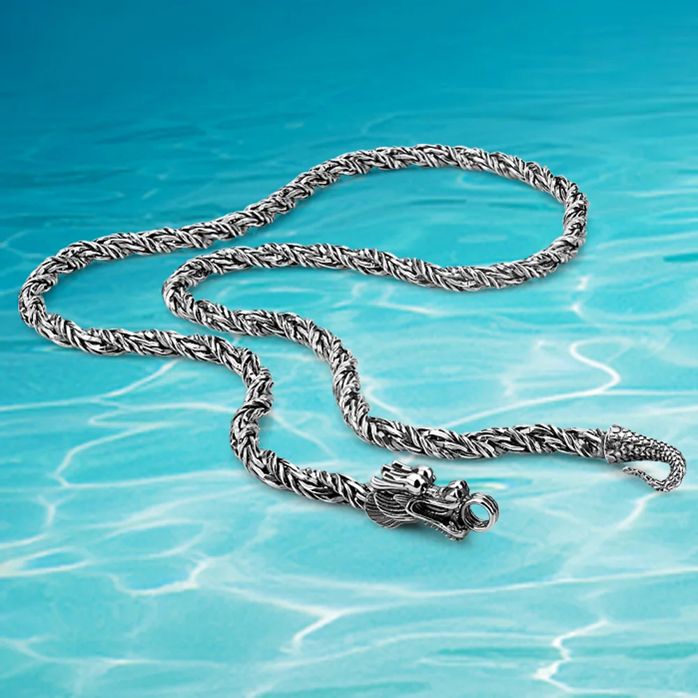 Dragon-Necklace-Fashion-925-Sterling-Silver-Keel-Chain-Men-Necklace ...