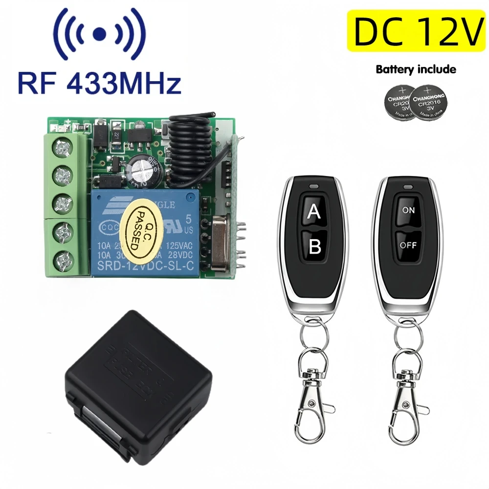 433Mhz-Remote-Control-Wireless-Switch-DC-12V-1CH-RF-10A-Relay-Receiver ...