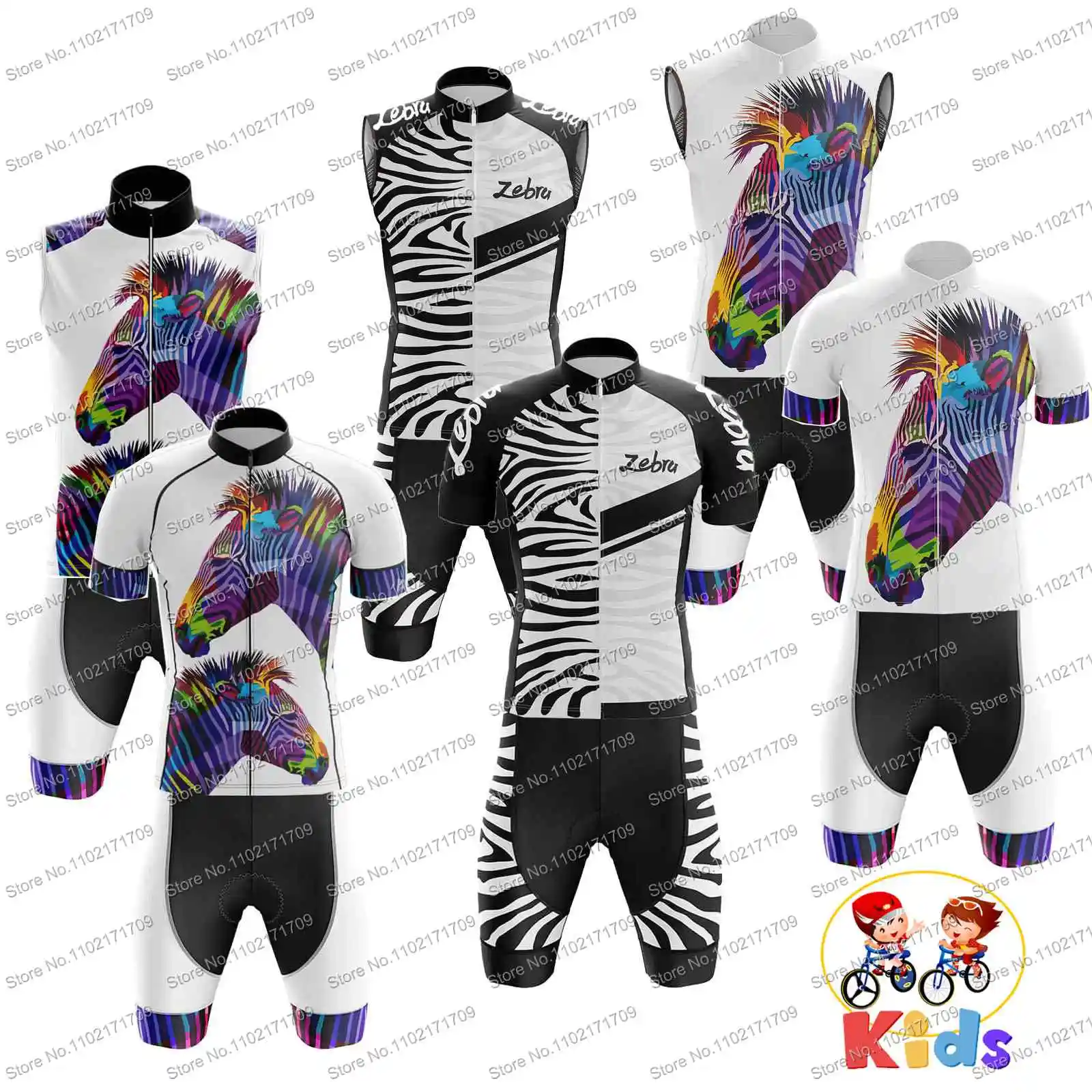 Kids-Funny-Zebra-Fur-Cycling-Jersey-Kit-Boys-Road-Bike-Shirts-Bicycle ...