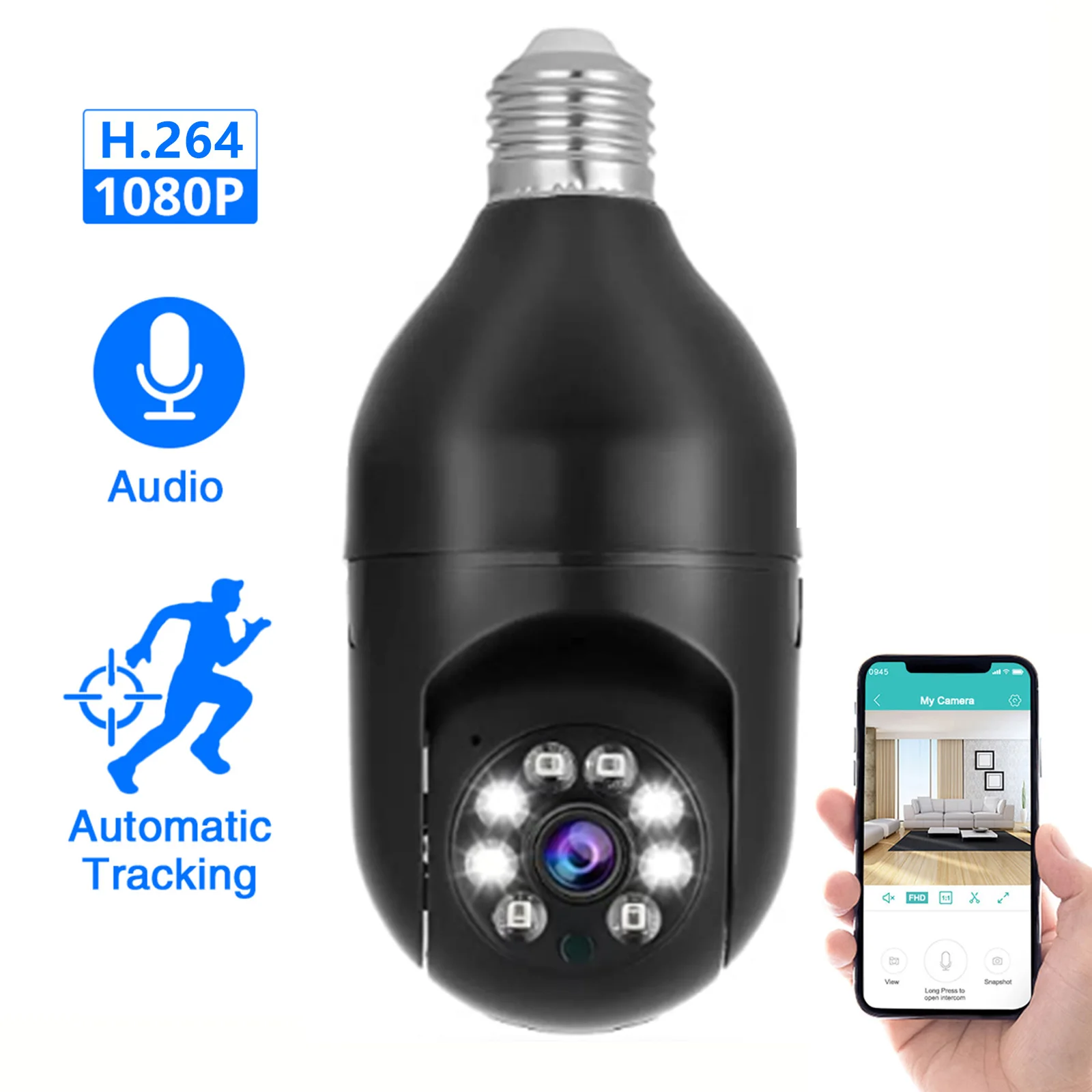 2MP-1080P-Yilot-APP-Full-Color-E27-Lamp-Head-Holder-Wireless-PTZ-IP ...