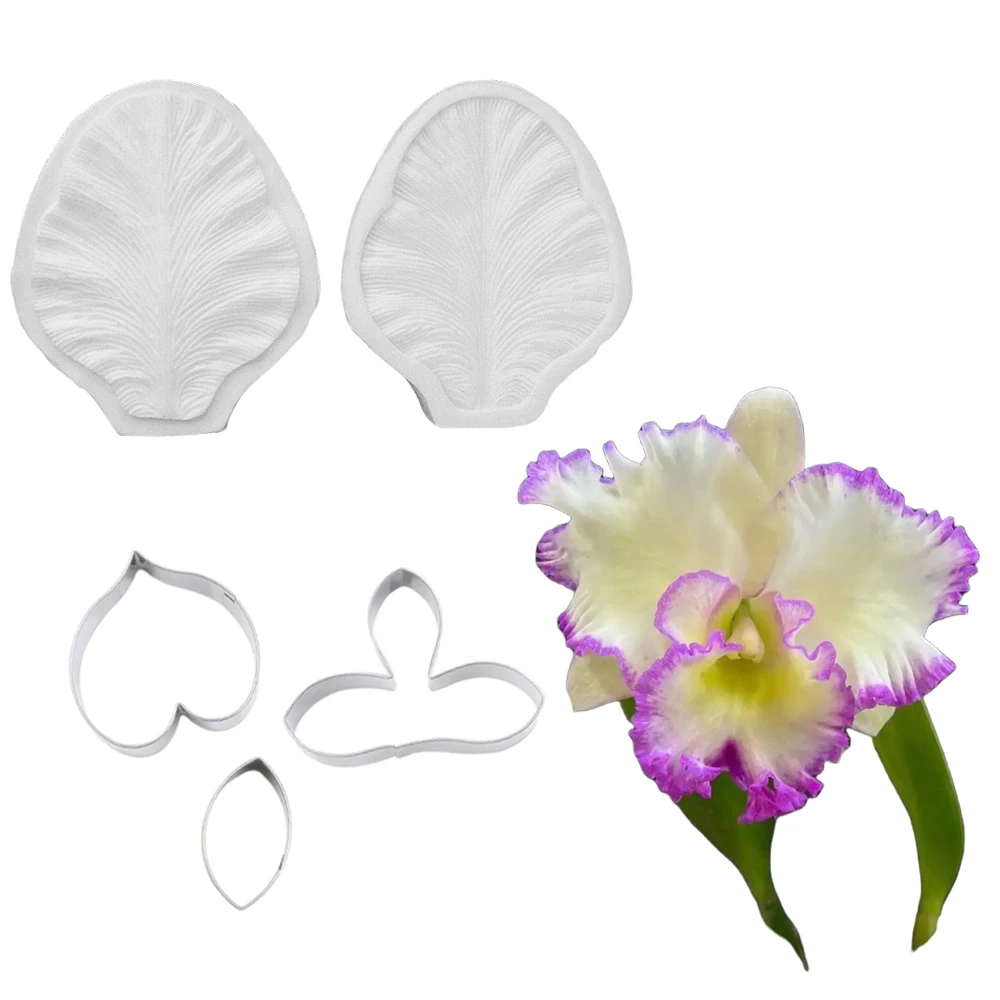 5PCS-Cattleya-Orchid-Flower-Veiners-Cutters-Crafts-Silicone-Veiner-Mold ...