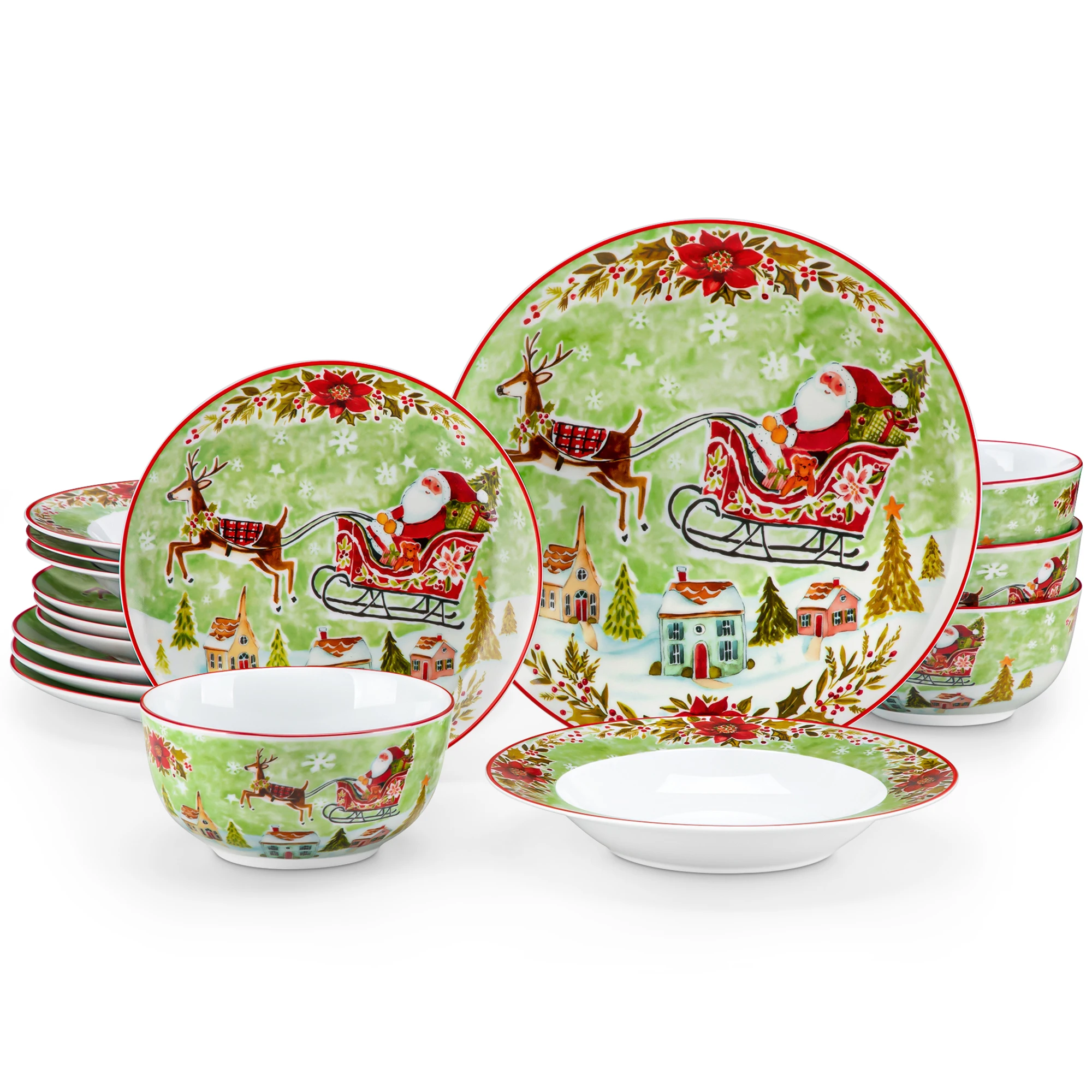 VEWEET-16-32-Piece-Christmas-Tableware-SantaClaus-Elk-Christmas-Gift ...
