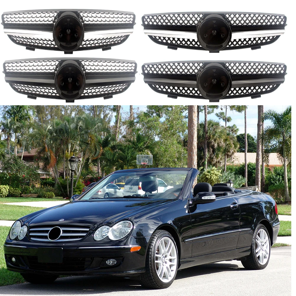Front-Grill-Center-Hood-Grille-Bumper-For-Mercedes-Benz-CLK-Class-W209 ...