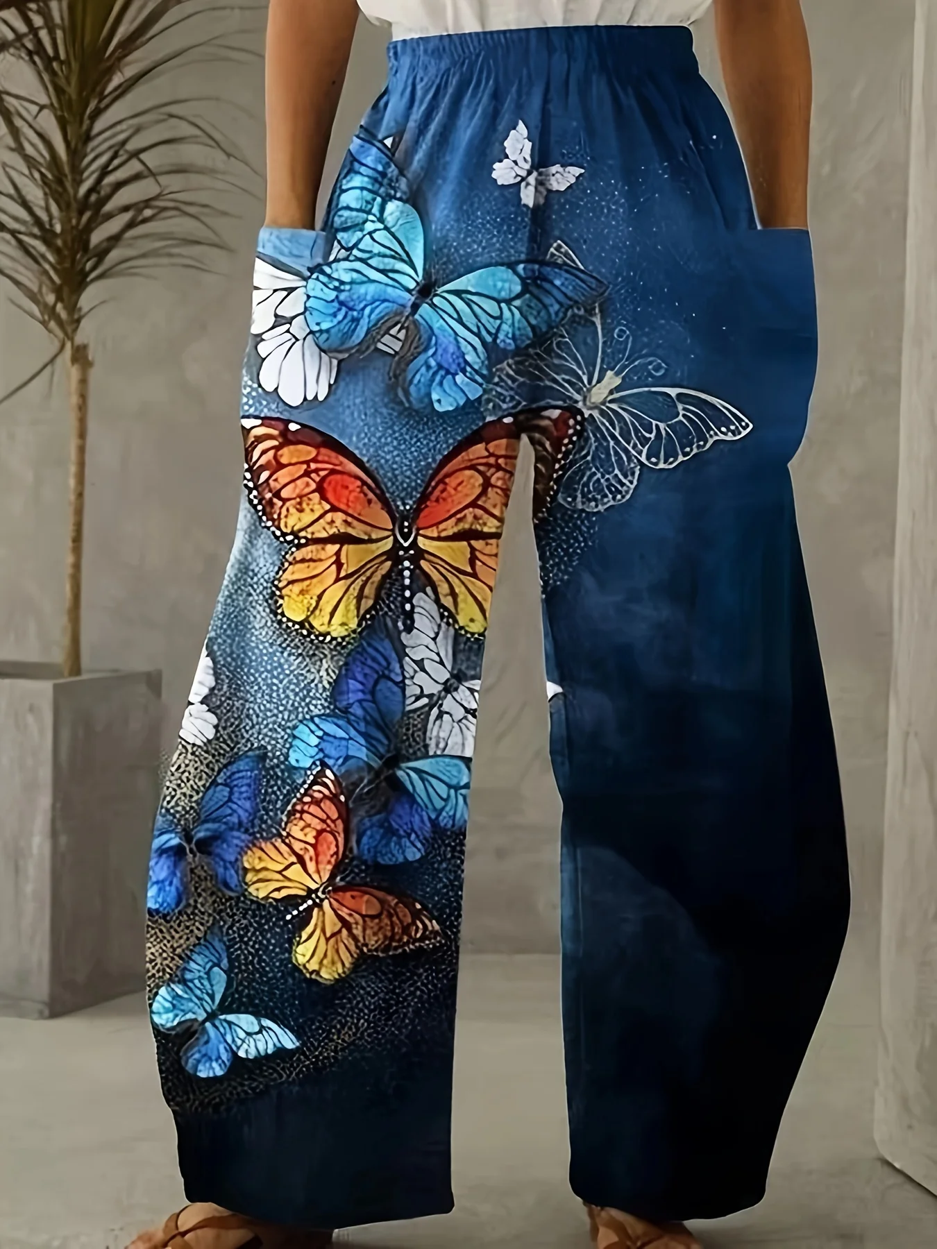 Pantalones-de-pierna-ancha-con-bolsillo-Diagonal-para-mujer-pantalones ...