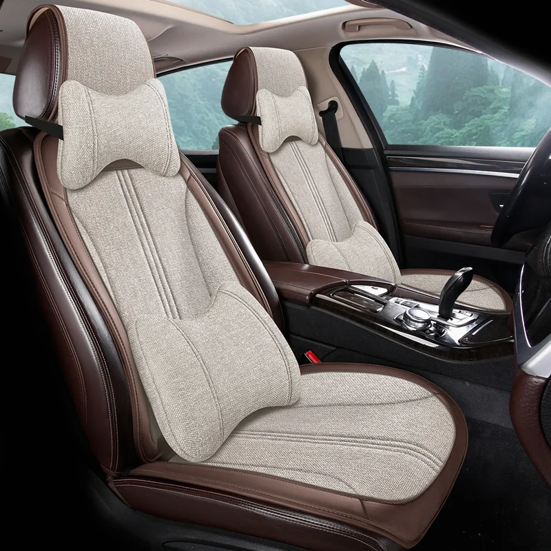 3D-Breathable-Flax-Car-Seat-Cover-For-Toyota-Corolla-Renault-Logan-Opel ...