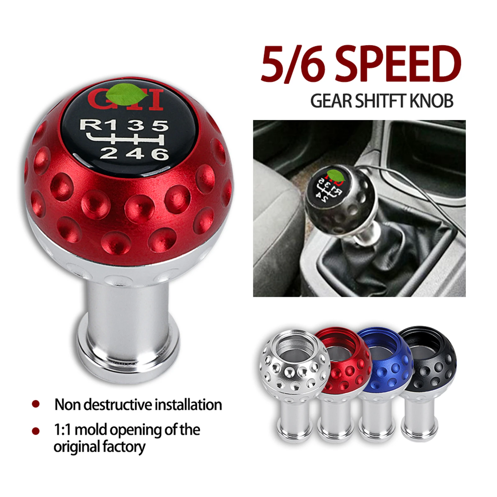 5 Speed Car Manual Trans Gear Shift Shifter Knob 6 Speed Stick Head ...