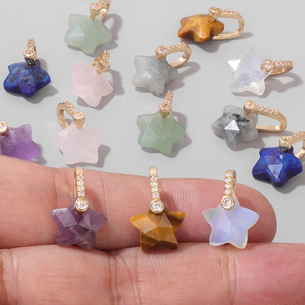 5PCS-lot-Natural-Stone-Pendant-Star-Shape-Gems-Charms-DIY-Necklace ...