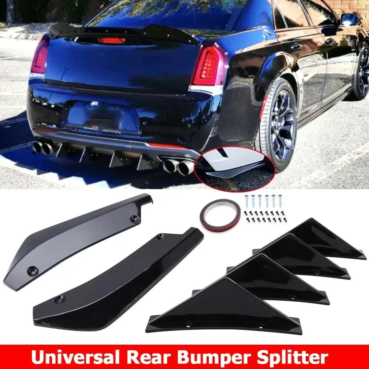 For-Chrysler-200-300-2000-2022-Rear-Bumper-Splitter-Cover-4PCS-Rear ...