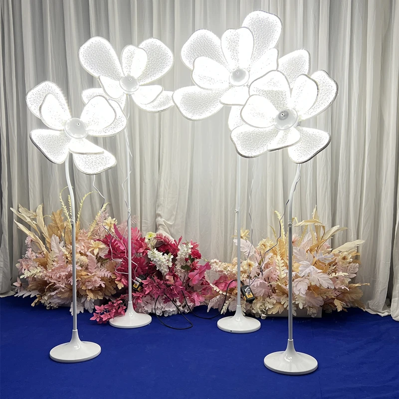 Luminous-Peony-Flower-Road-Lead-Light-LED-White-Lace-Flower-Wedding ...