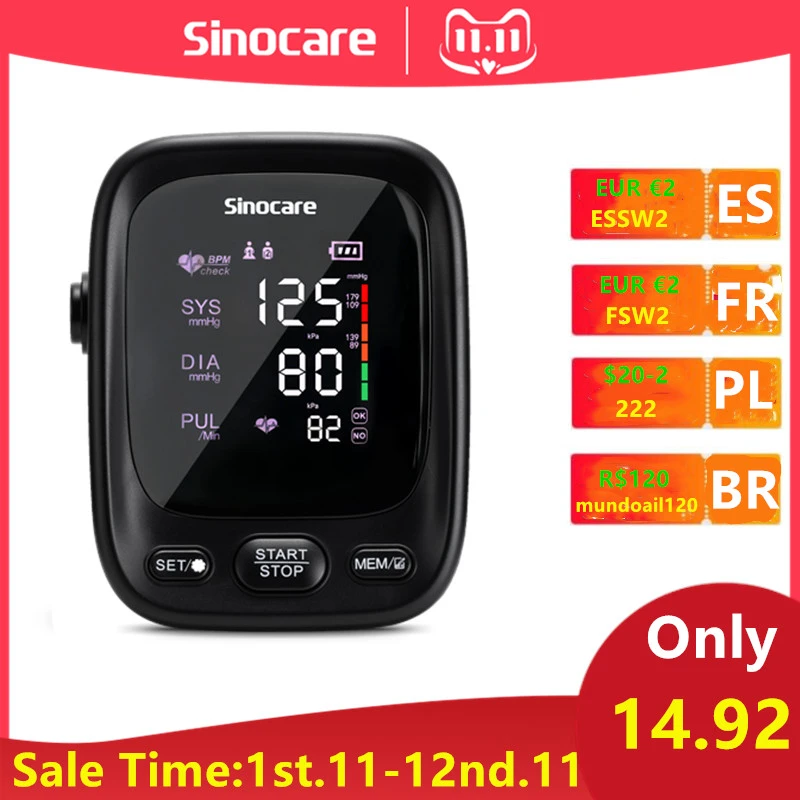 Sinocare Blood Pressure Monitor Digital electronic sphygmomanomet ...