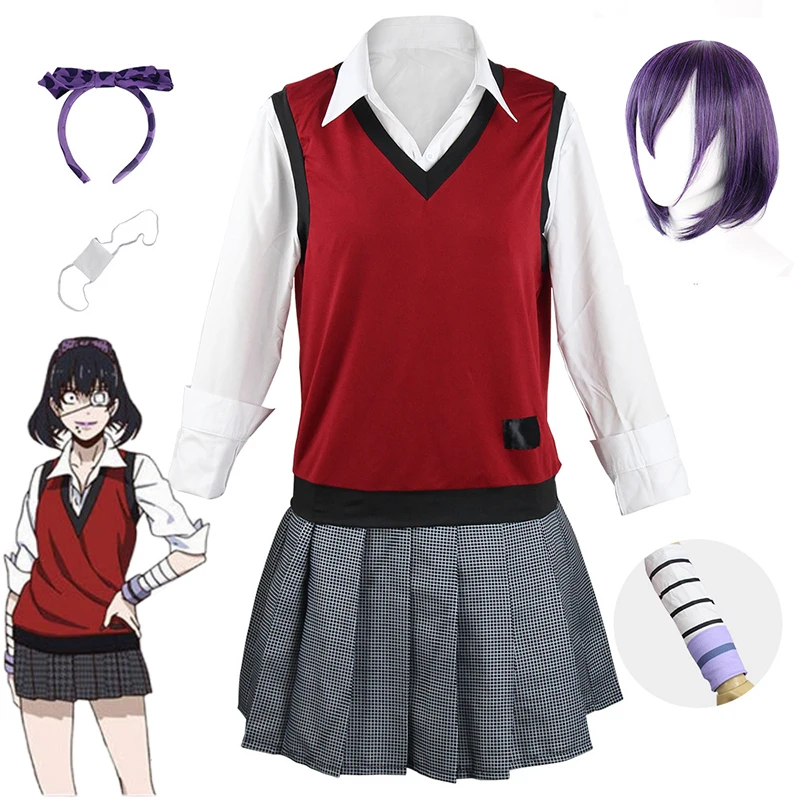 Anime-Kakegurui-Midari-Ikishima-Cosplay-Shirt-Vest-Wig-Full-Sets ...