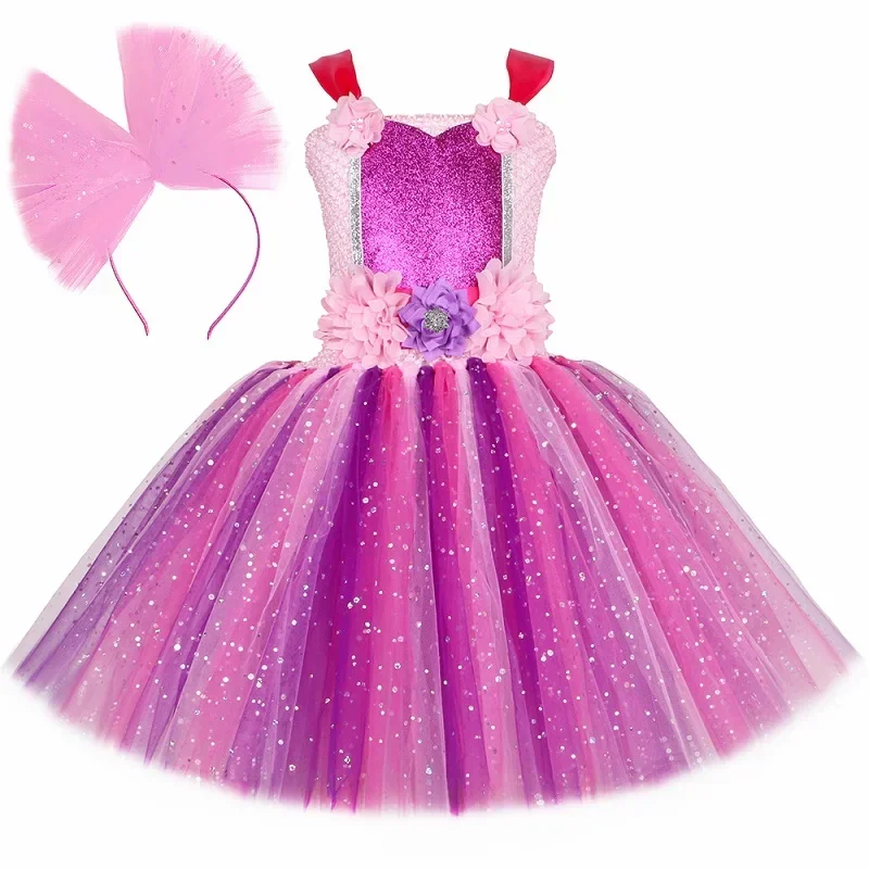 Vestido de hada con tutú brillante para niñas, disfraz con alas ...