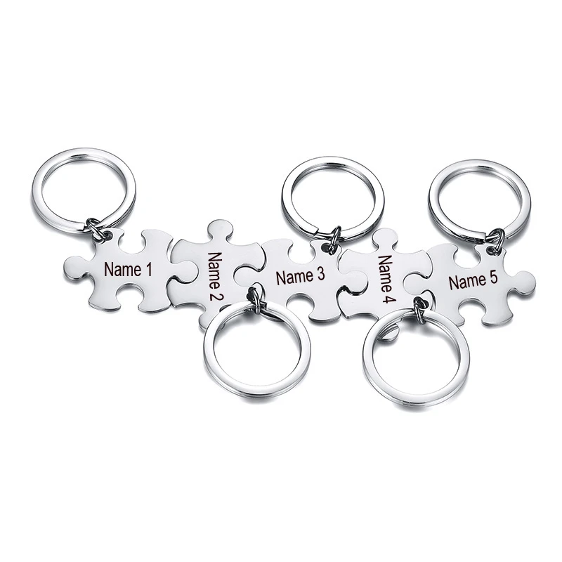 Free Engrave Custom Family Puzzle Piece Keychain Set With For Sister ...