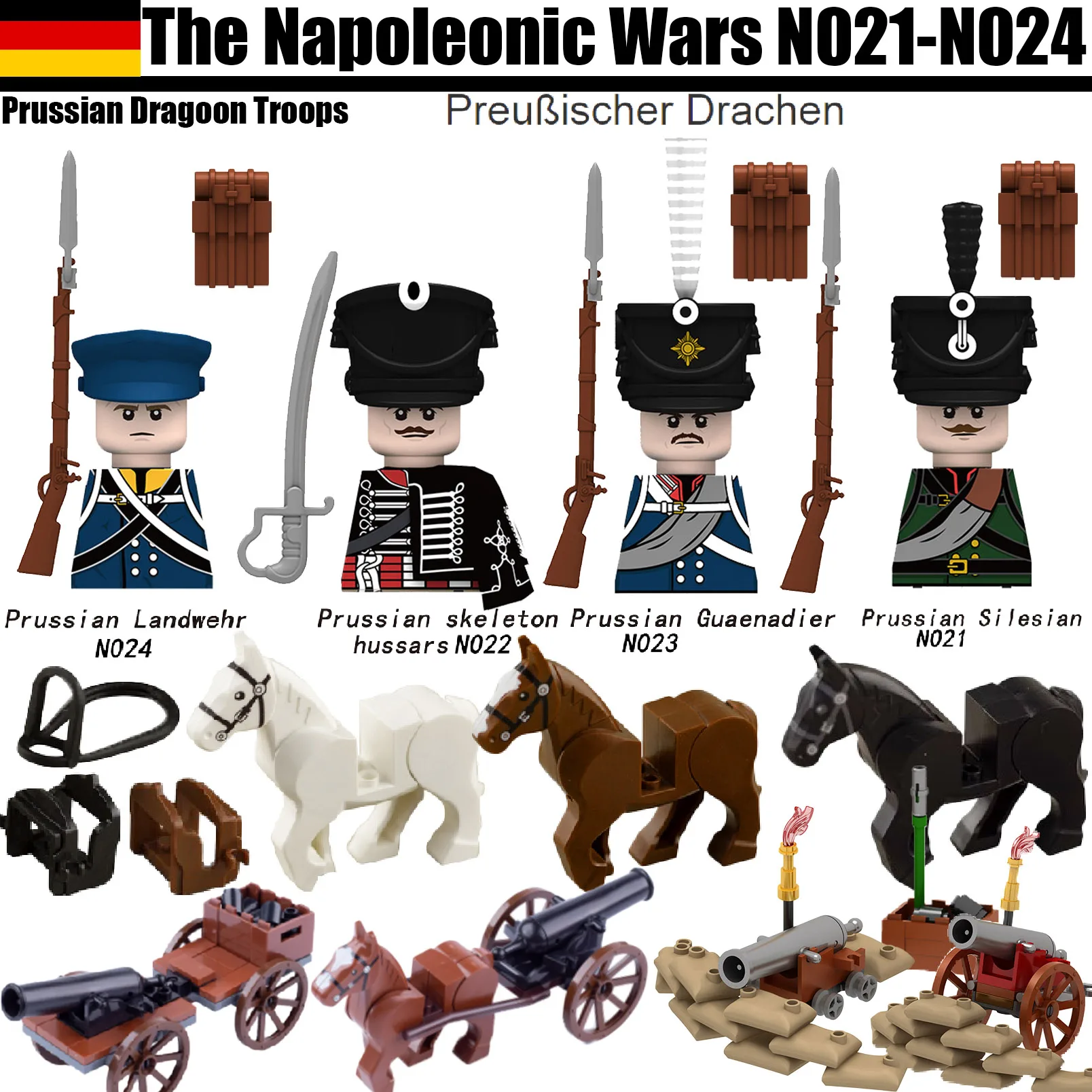 Napoleonic Wars Military Soldiers Hussar Building Blocks Prussia ...
