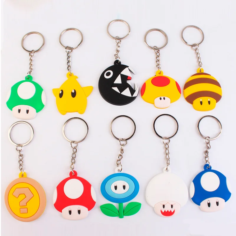 Cartoon Key Chain Super Mario Figure Anime Key Ring Key Holder Toy ...