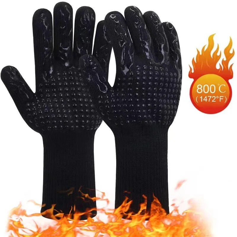 1 Pair Bbq Gloves, 1472f Heat Resistant Grilling Gloves Silicone 100％本物保証！