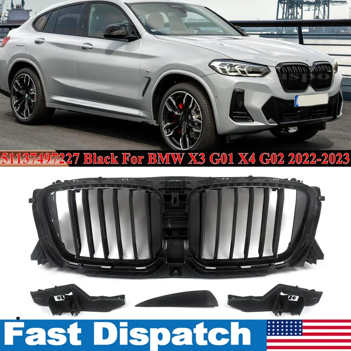 Front-Upper-Radiator-Grille-Active-Air-Shutter-For-BMW-X3-G01-X4-G02 ...