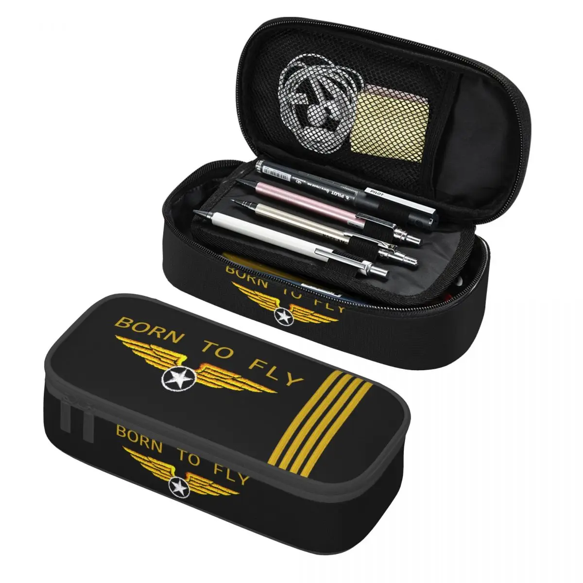 Custom Kawaii Born To Fly Flight Pilot Pencil Cases for Boy Girl Big ...