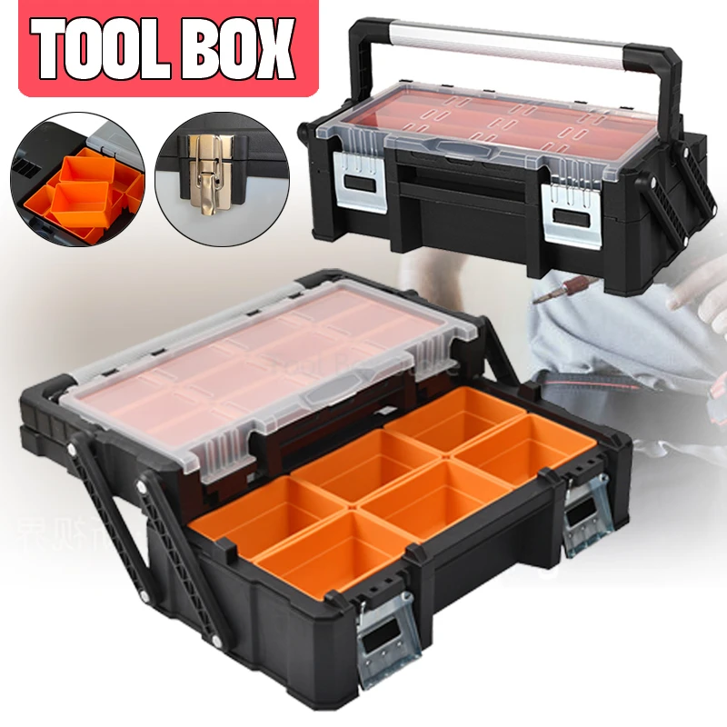 Potable-Hardware-Toolbox-Parts-Storage-Box-2-Layer-Folding-Hard-Case ...