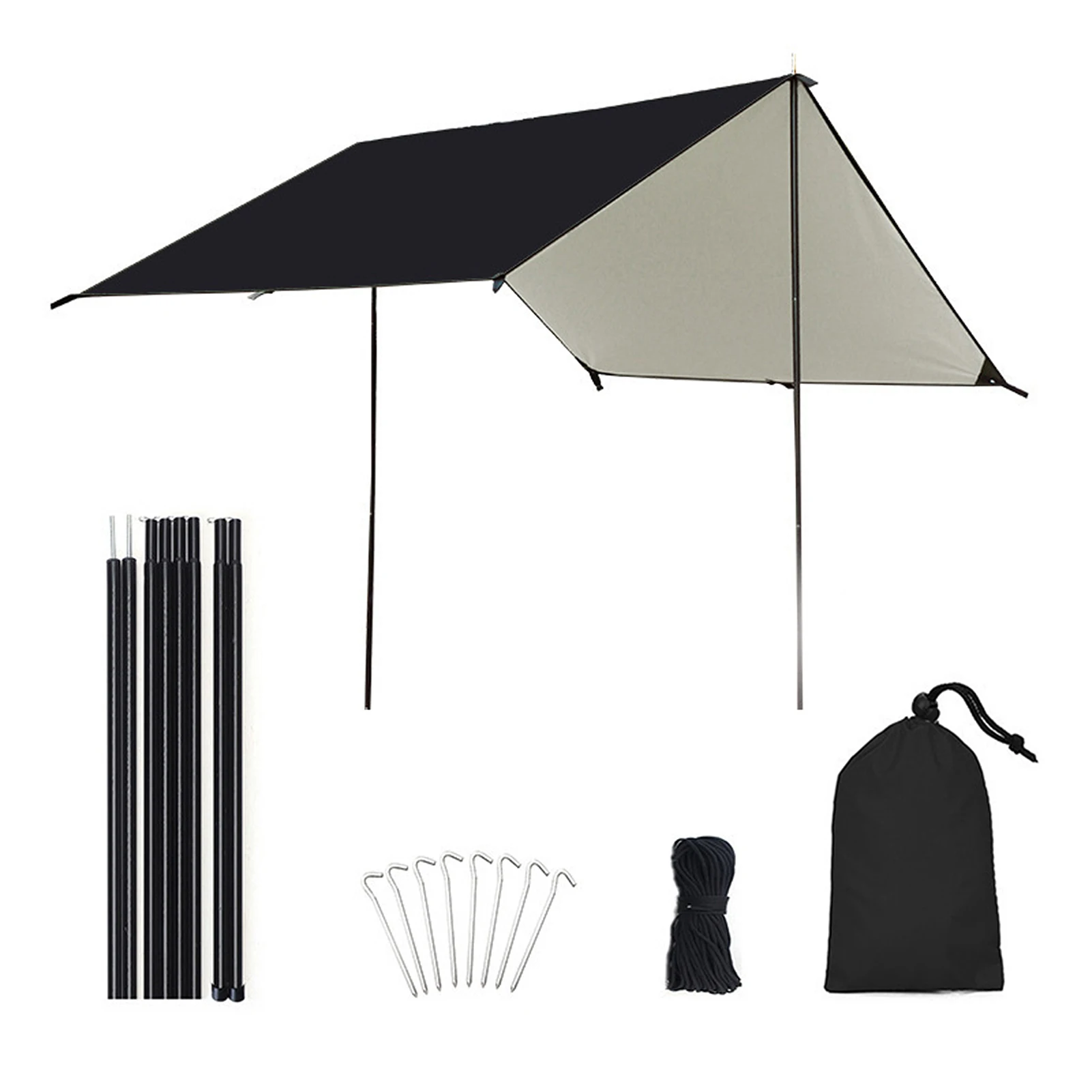 Tomshoo Camping Awning with Poles Waterproof UV Sun Shade Outdoor ...