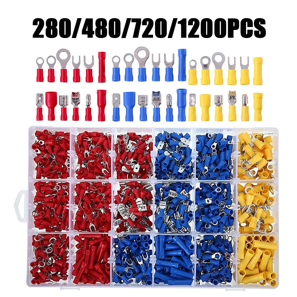 WOZOBUY-Insulated-Cable-Connector-Electrical-Wire-Crimp-Spade-Butt-Ring-Fork-Set-Ring-Lugs ...