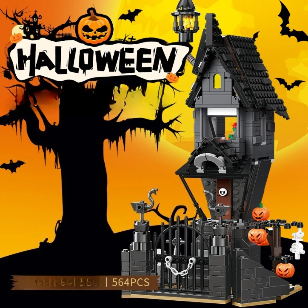 MOC Halloween House-Nightmare Ghost Castle Building Blocks Set Pumpkin ...