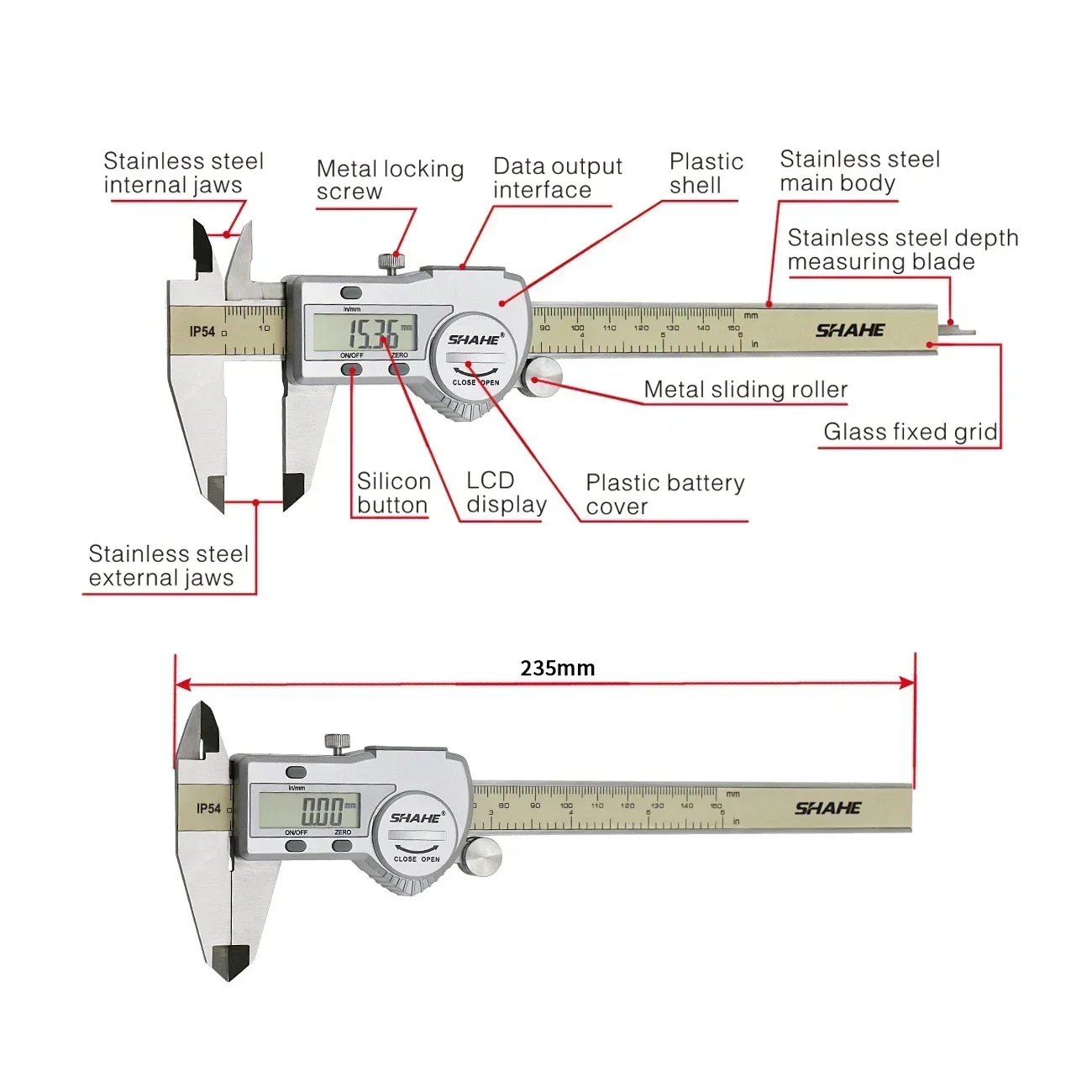 Digital Micrometer IP54 Waterproof Measuring Preciva 6" Digital Caliper ...