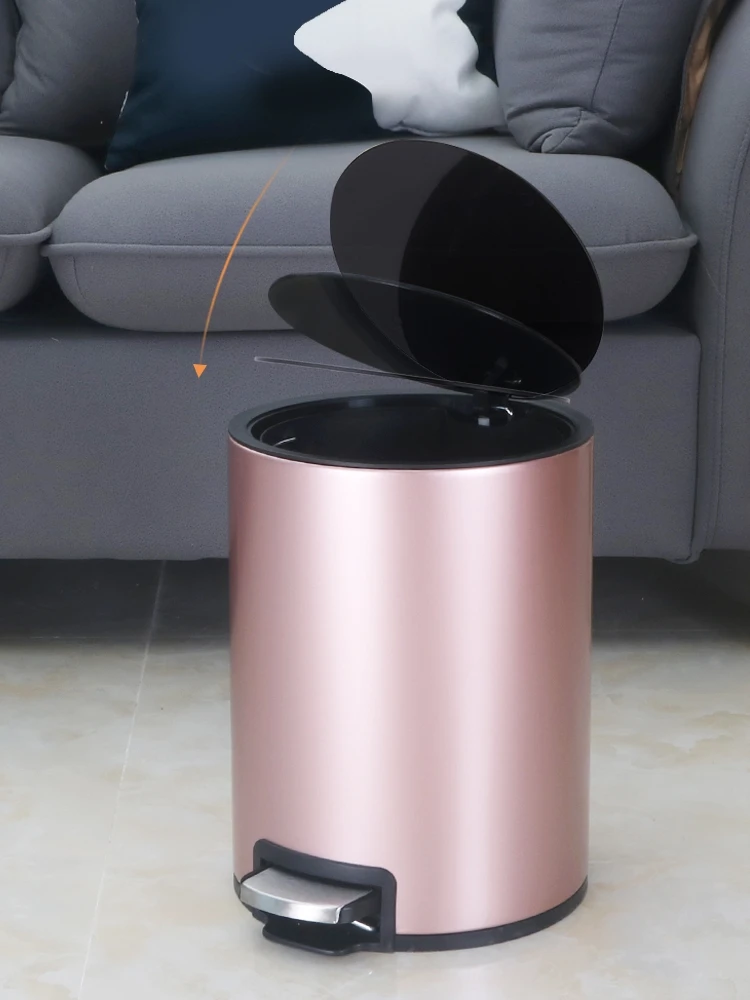 Pink Cute Bedroom Trash Can Barrel Bathroom Rubbish Bin for Kitchen ...