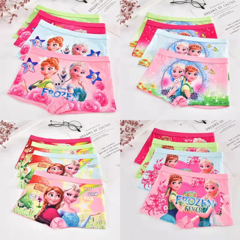 4Pcs/set Disney Elsa Kids Girl Underwear Frozen Princess Cartoon Kawaii ...